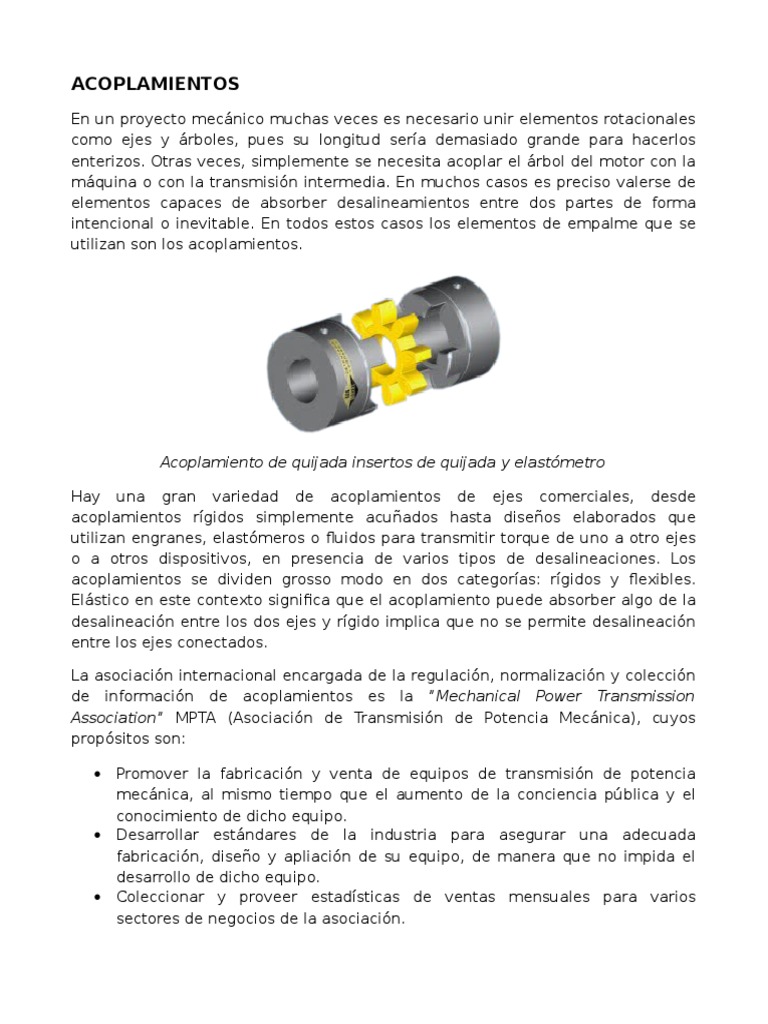 Acoplamientos Rigidos y Flexibles | PDF | Tornillo | Eje