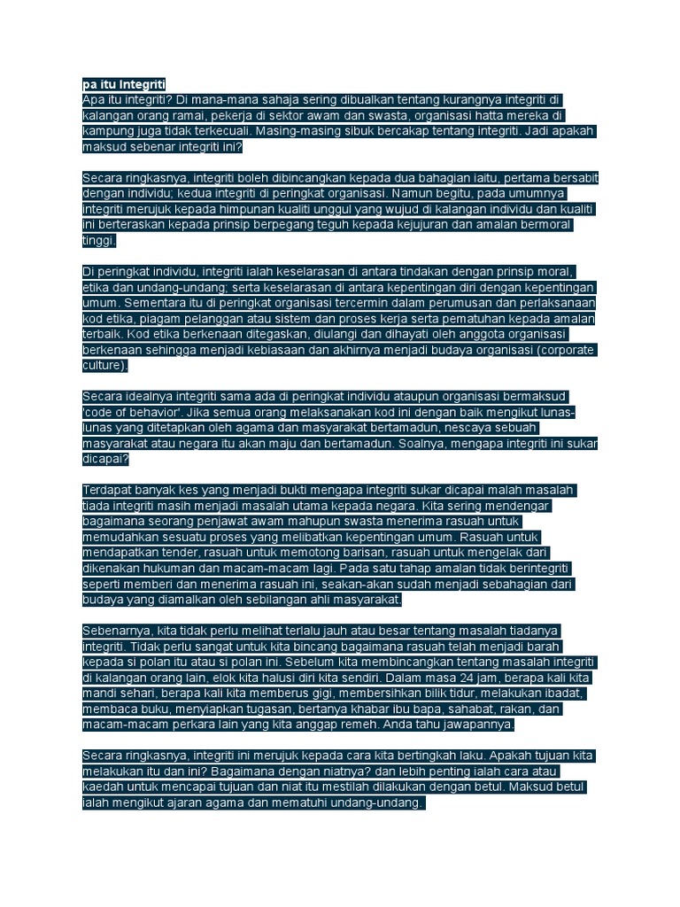 Integriti Nota | PDF