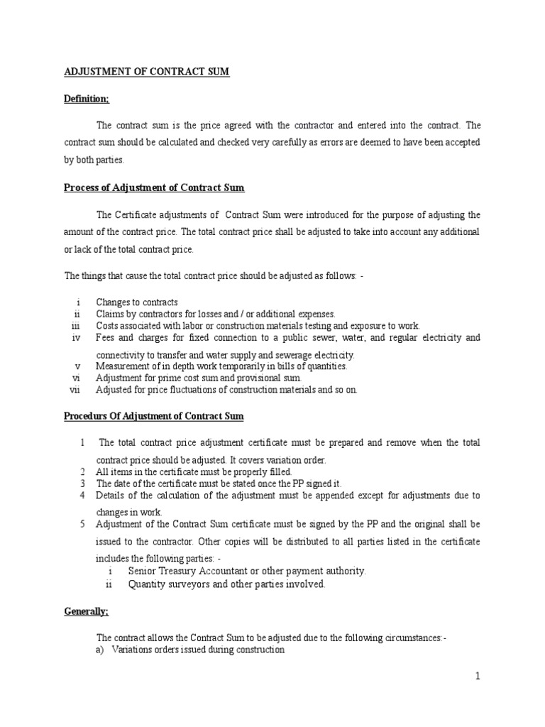 Adjustment of Contract & Final Accounts Asiments | PDF | Architect ...