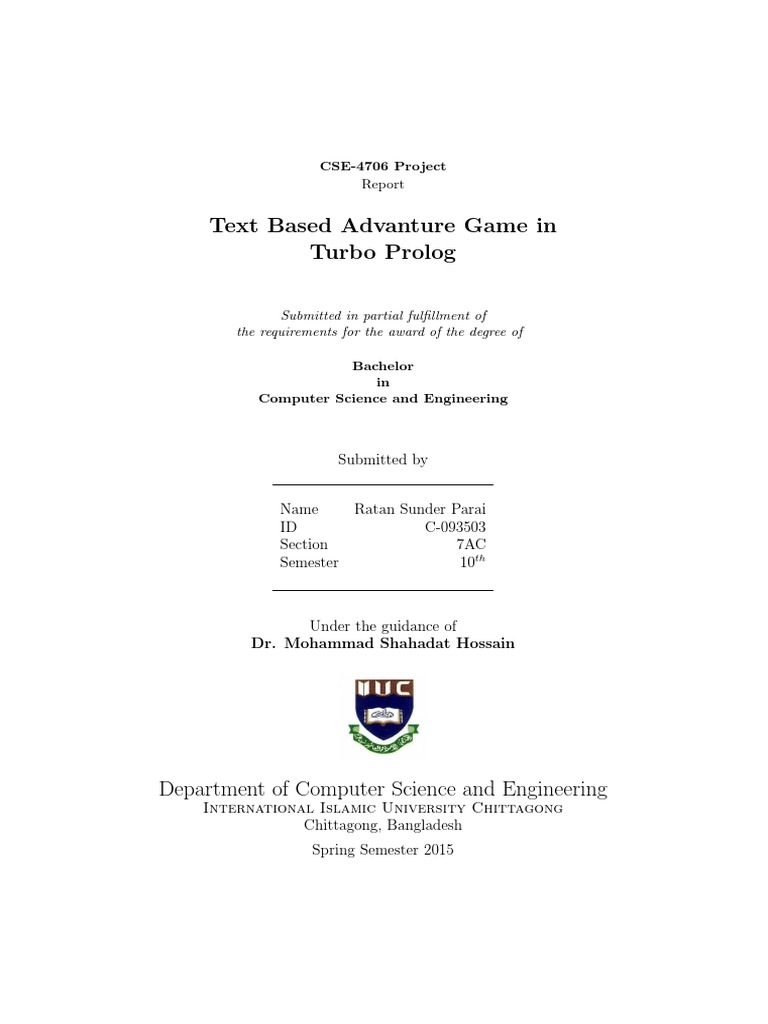 Prolog Project Report | PDF | Formalism (Deductive) | Software Engineering