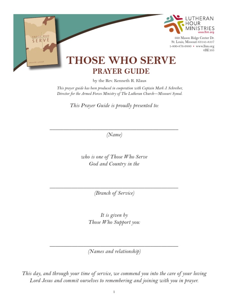 Lutheran Prayer Guide for Those Who Serve | Faith Healing | Jesus