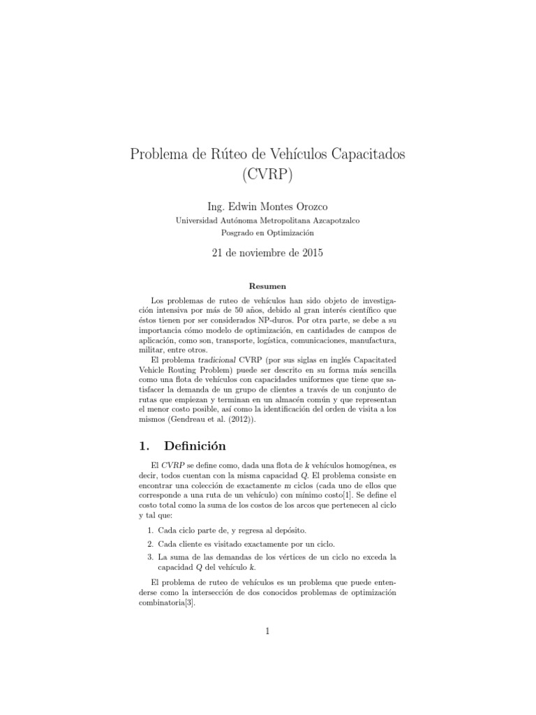 Optimización en Ruteo de Vehículos | PDF | Conceptos matemáticos | Enseñanza de matemática