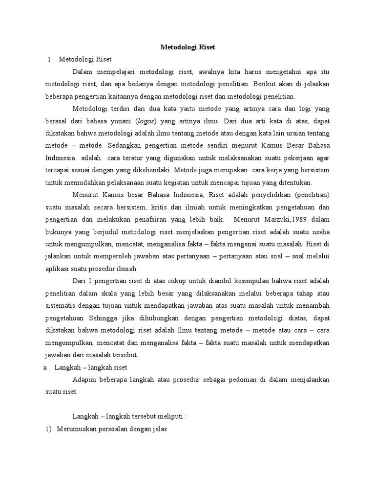 Metodologi Riset, Metodologi Penelitian Dan Menyusun Laporan | PDF