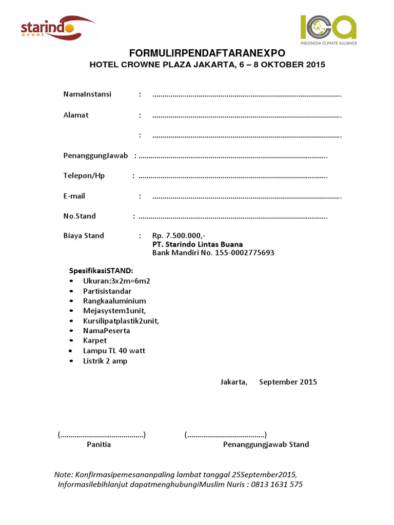 Formulir Pendaftaran Expo 2015 | PDF | Career & Growth | Games & Activities