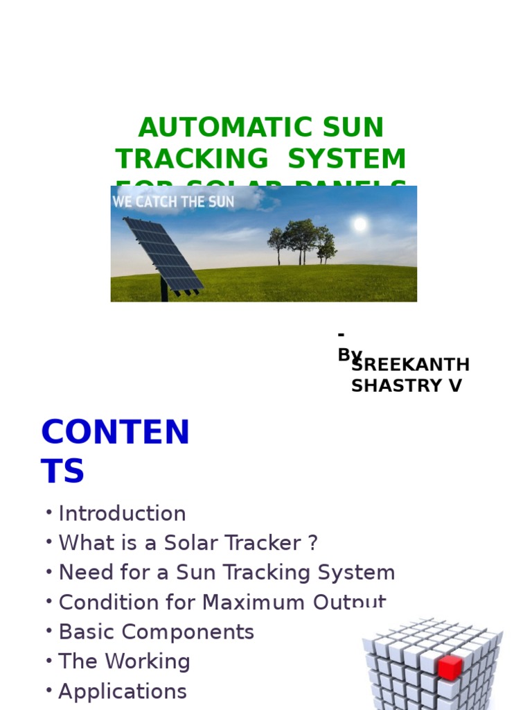 Automatic Sun Tracking System For Solar Panels: - by Sreekanth Shastry V | PDF | Photovoltaics ...