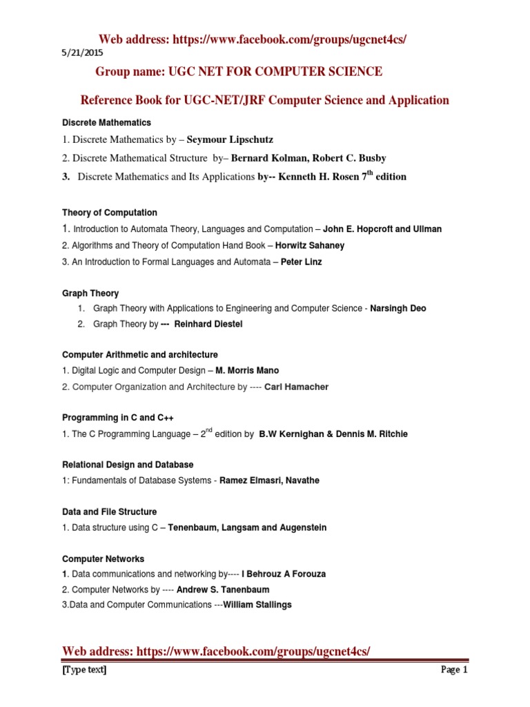 Reference Book For UGC | PDF | Discrete Mathematics | Computer Science
