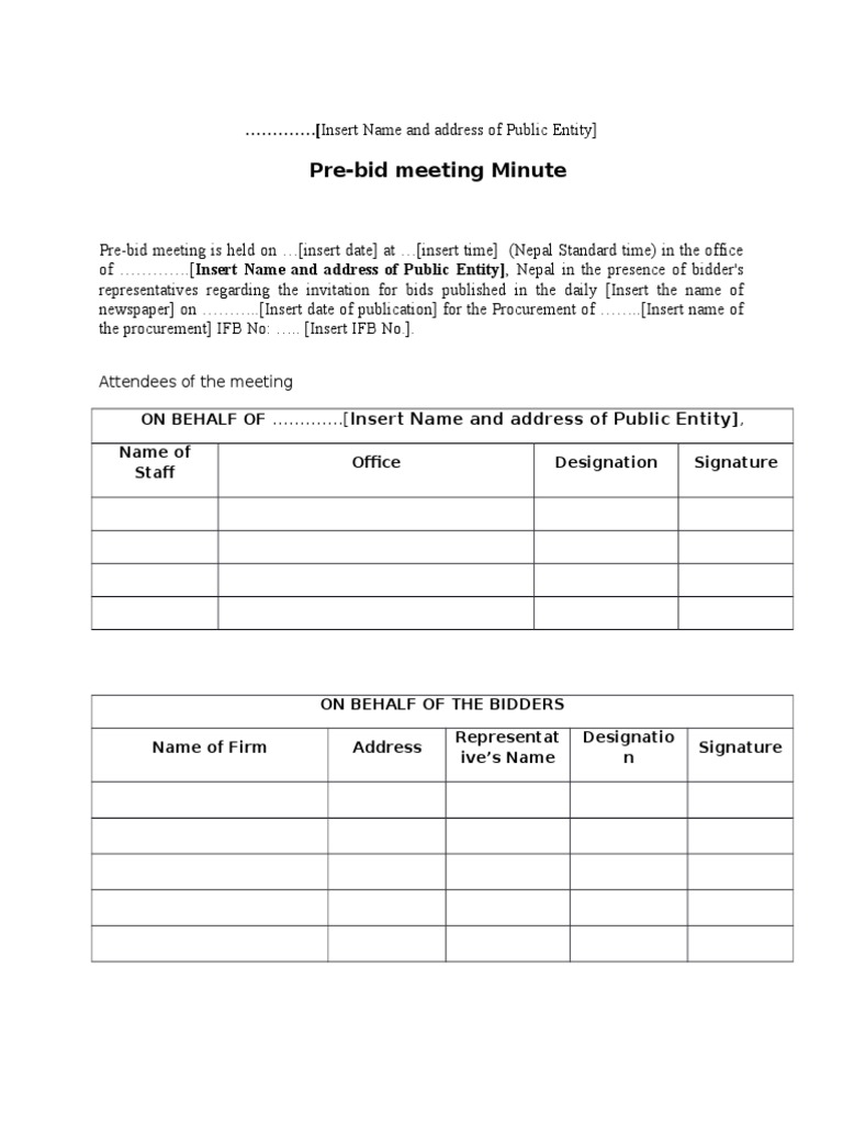 Format For Pre-Bid Meeting, Clarification and Addemdum Notice | PDF ... Format For Pre-Bid Meeting, Clarification and Addemdum Notice | PDF ...