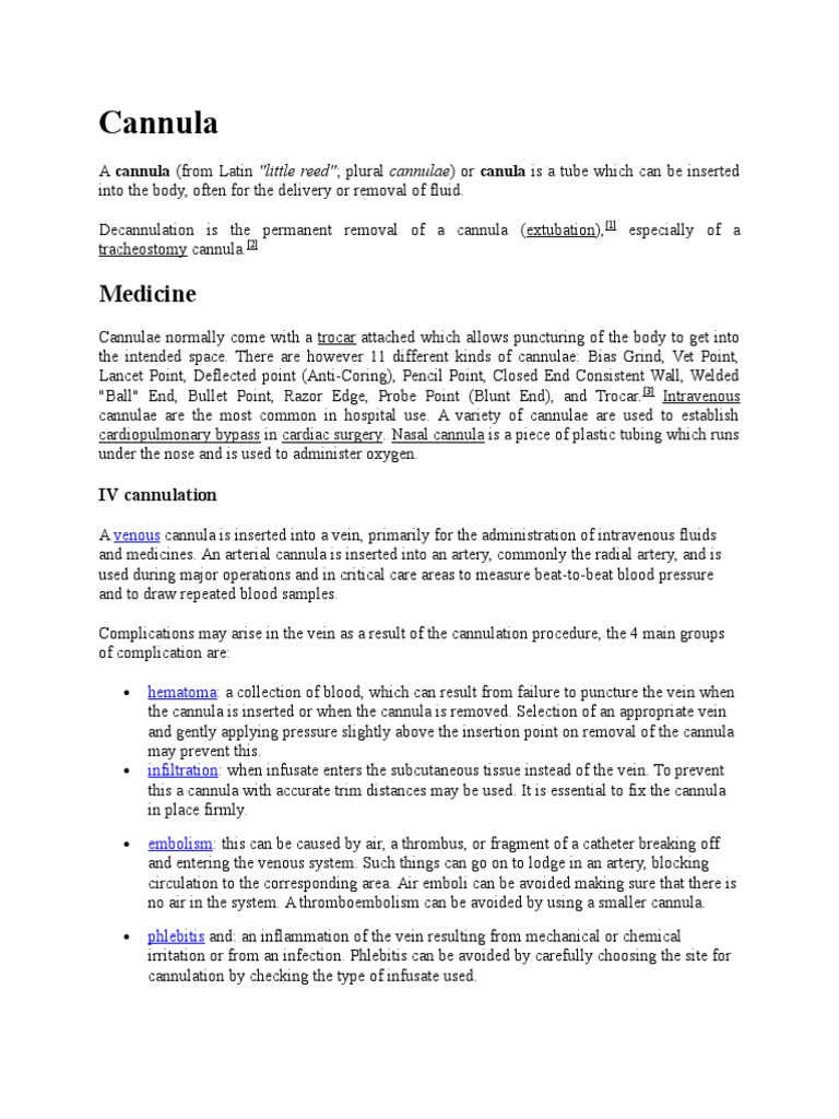 Cannula | PDF | Medical Equipment | Clinical Medicine