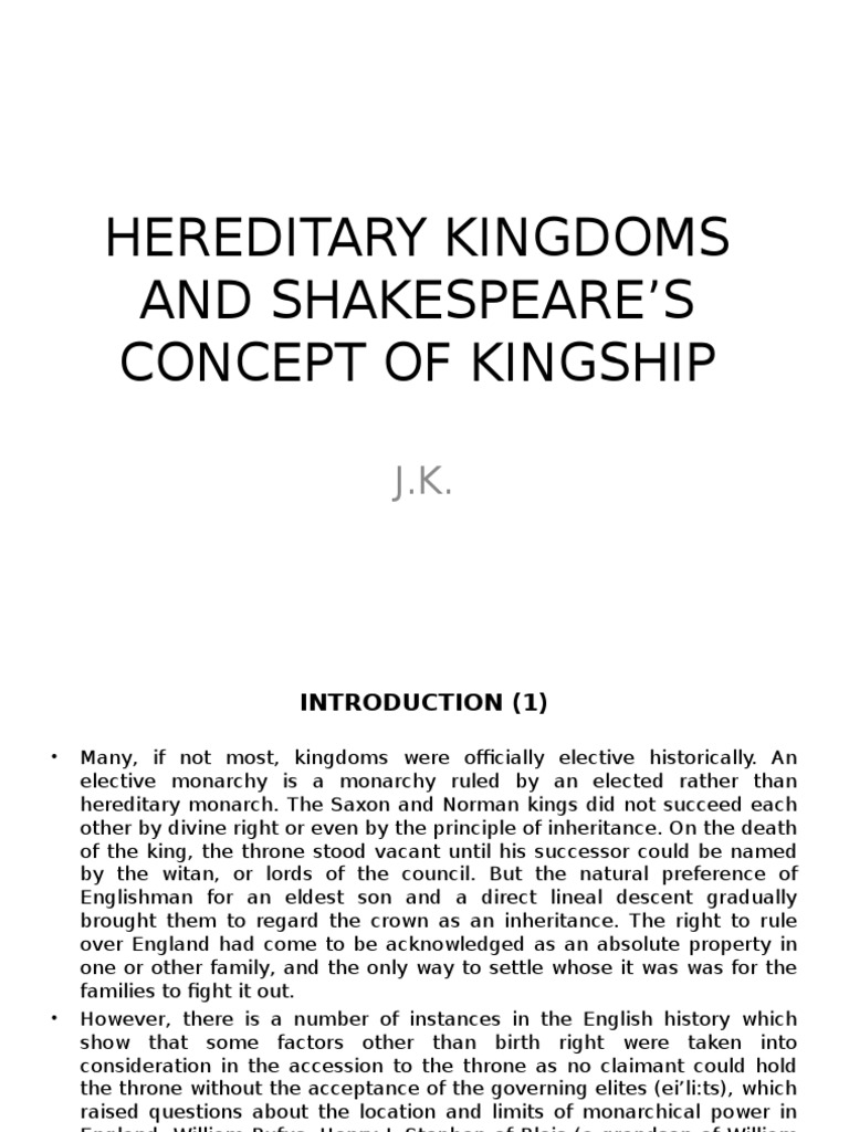 Shakepeare's Concept of Kingship | PDF | Hamlet | Shakespearean History