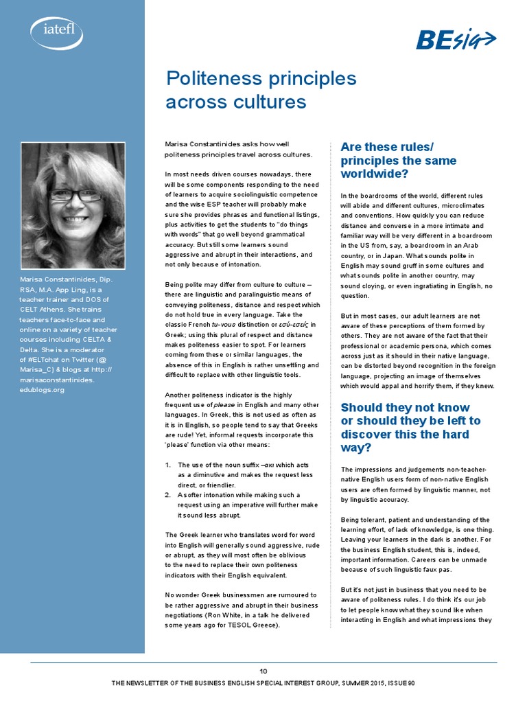 Politeness Principles Across Cultures | PDF | English Language ...