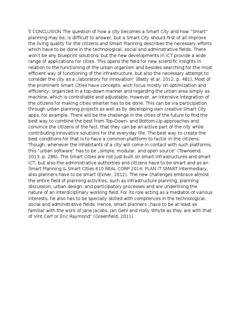 5 CONCLUSION The Question of How A City Becomes A Smart City and How ...