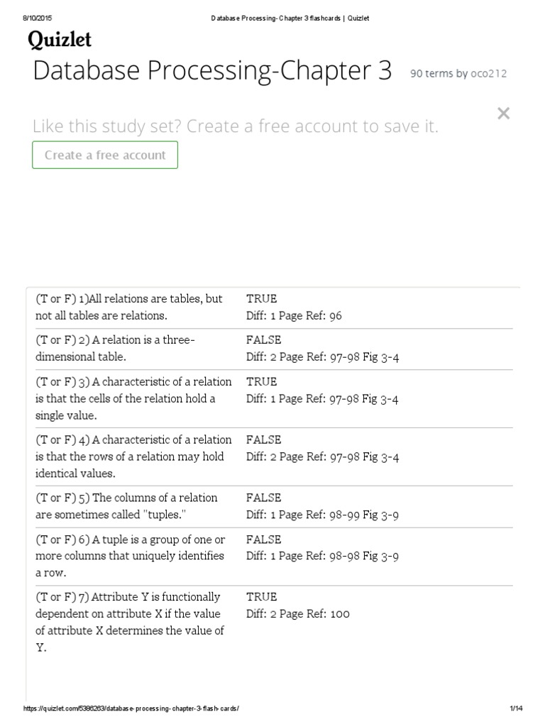 Database Processing-Chapter 3 Flashcards - Quizlet | PDF | Relational Database | Software Design