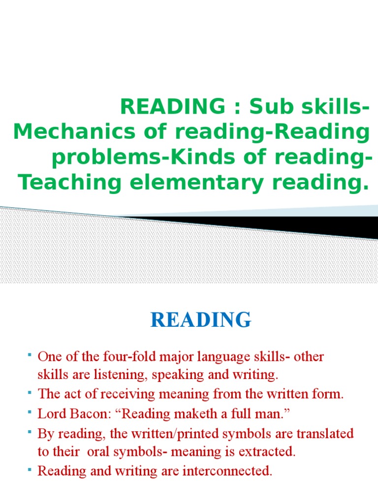 Reading Skills | PDF | Reading (Process) | Word