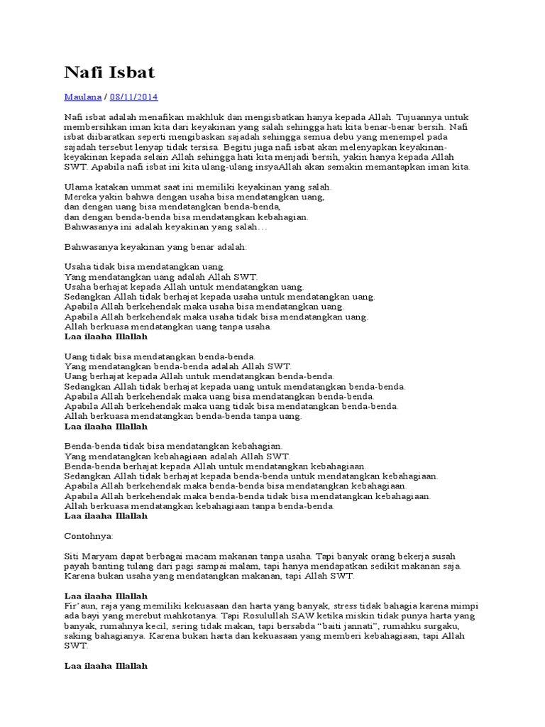 KALAM Nafi Isbat | PDF