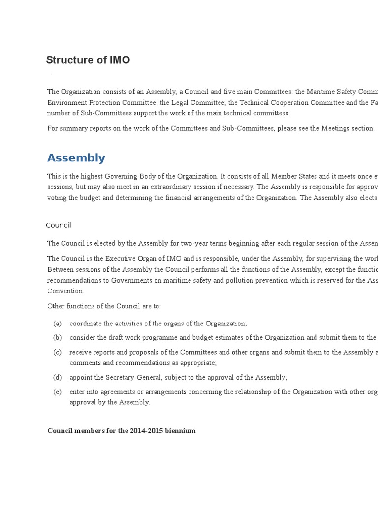 Imo Structure | PDF | Water Transport | Shipping