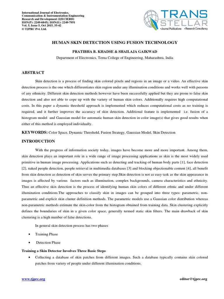Electronics - IJECEIERD - Human Skin Detection Using Fusion | PDF | Normal Distribution ...