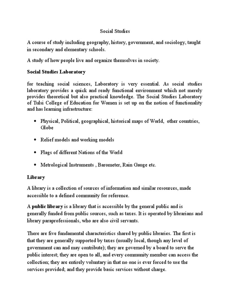 Social Studies Laboratory | PDF | Museum | Libraries