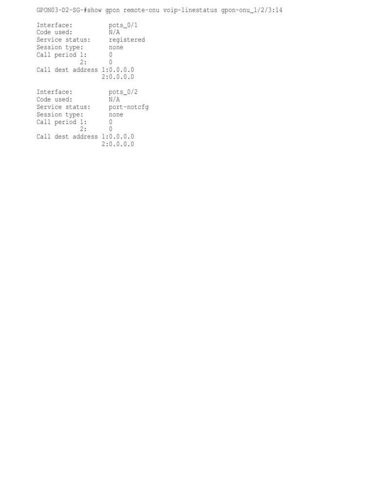 GPON VoIP Line Status Report | PDF