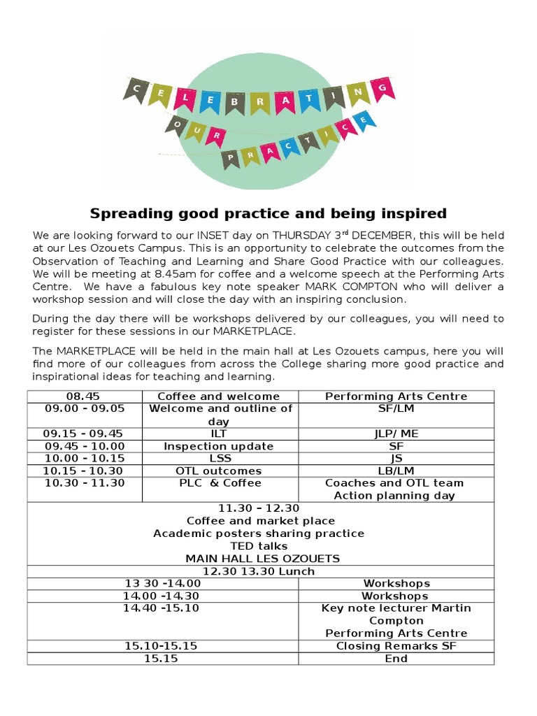 INSET DAY Timetable | PDF