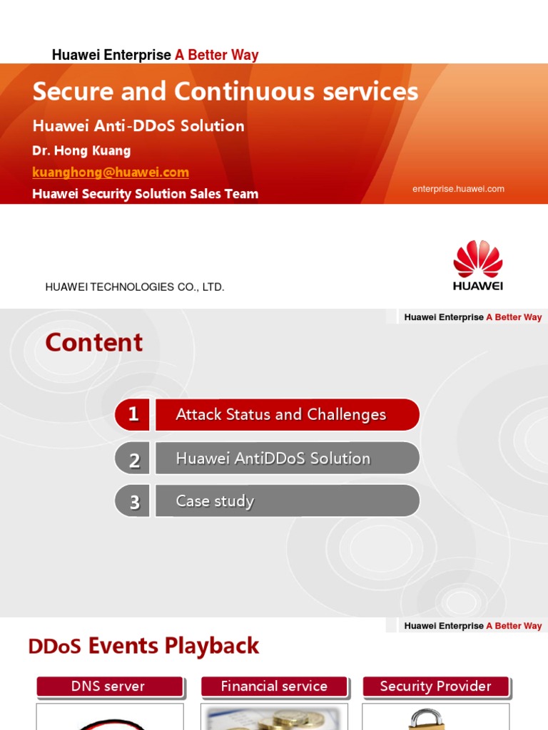Huawei Anti-DDoS Solution Mainslide - ISP | PDF | Denial Of Service ...