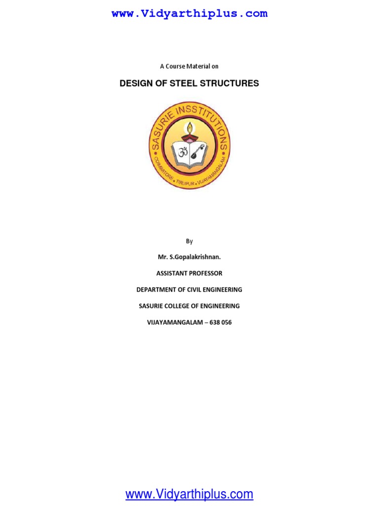 Design of Steel Structures Course Material | PDF | Deformation ...