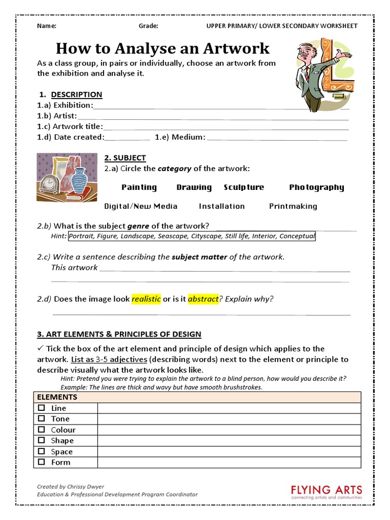 How To Analyse An Artwork - UpperPrimaryWorksheet | PDF | Art
