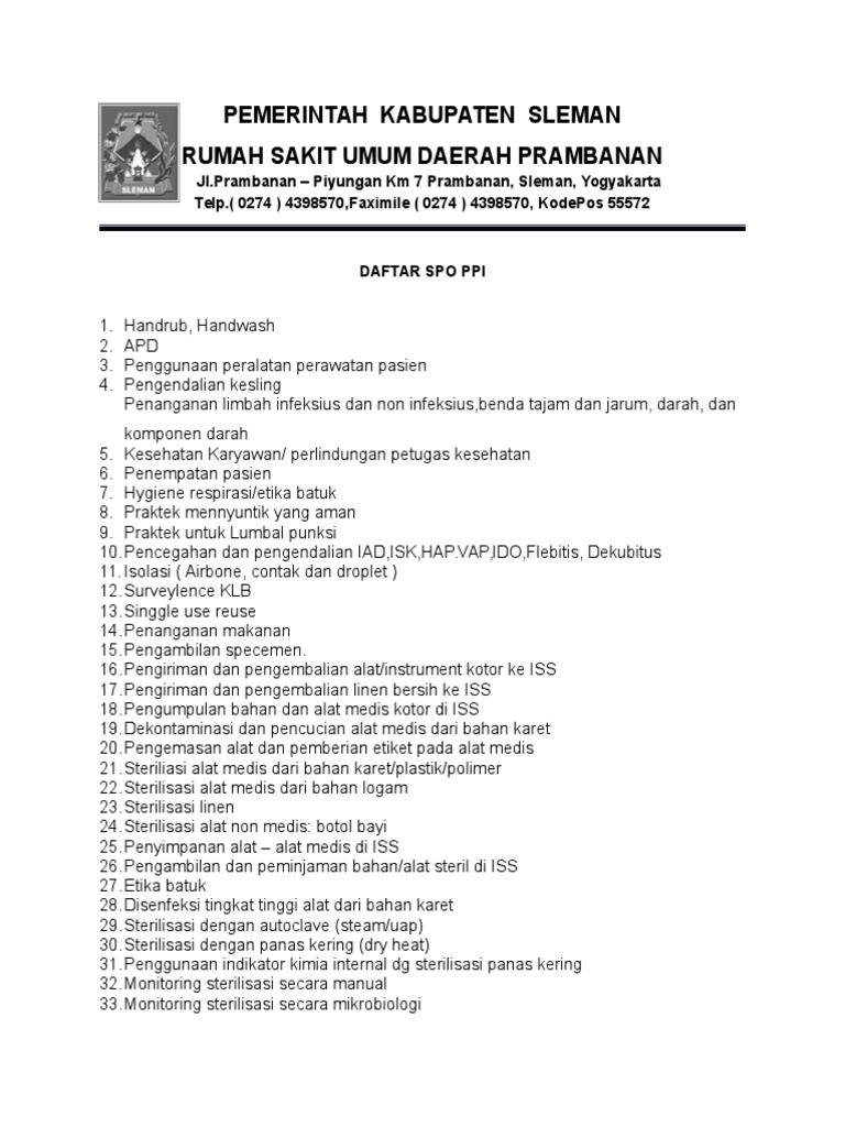 Daftar Spo Ppi | PDF