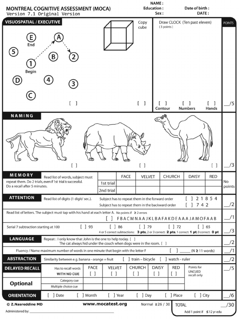 MoCA Test English 7 1 | PDF