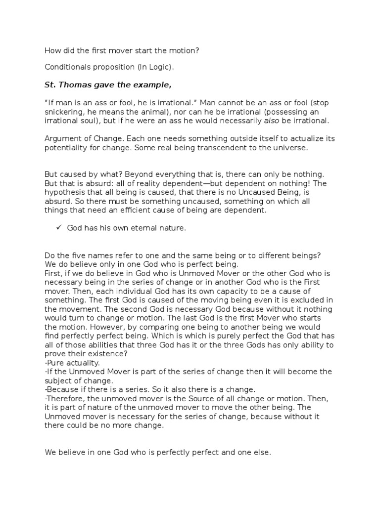Understanding the Unmoved Mover Concept | PDF | Philosophy
