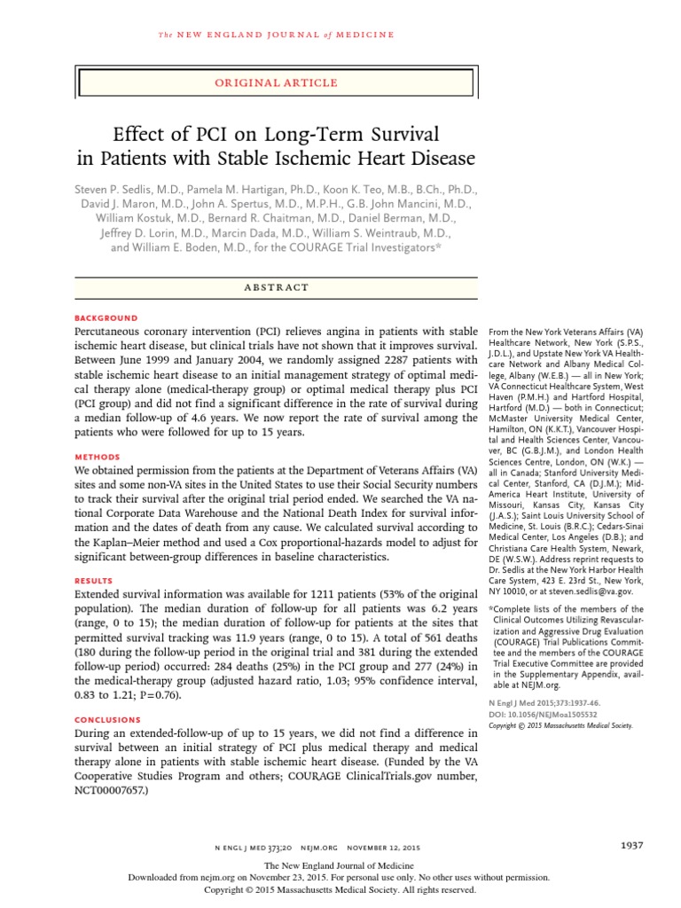 Pci On Infark Myocard | PDF | Percutaneous Coronary Intervention ...