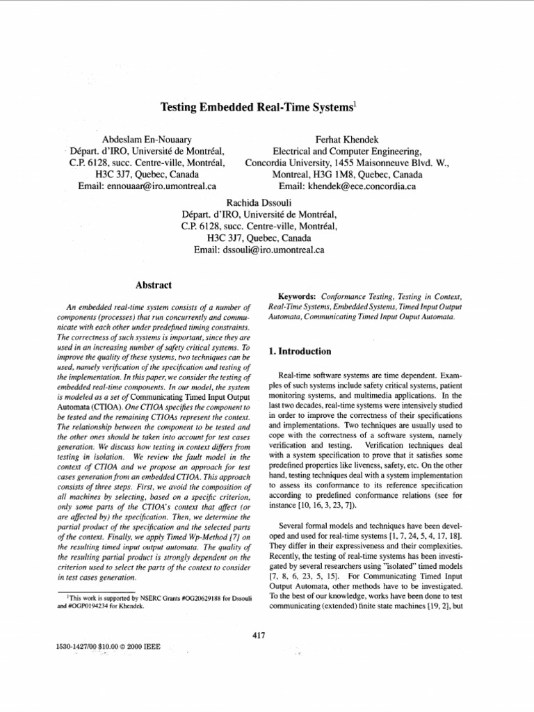 Testing Embedded Systems': Real-Time | PDF | Formal Verification ...