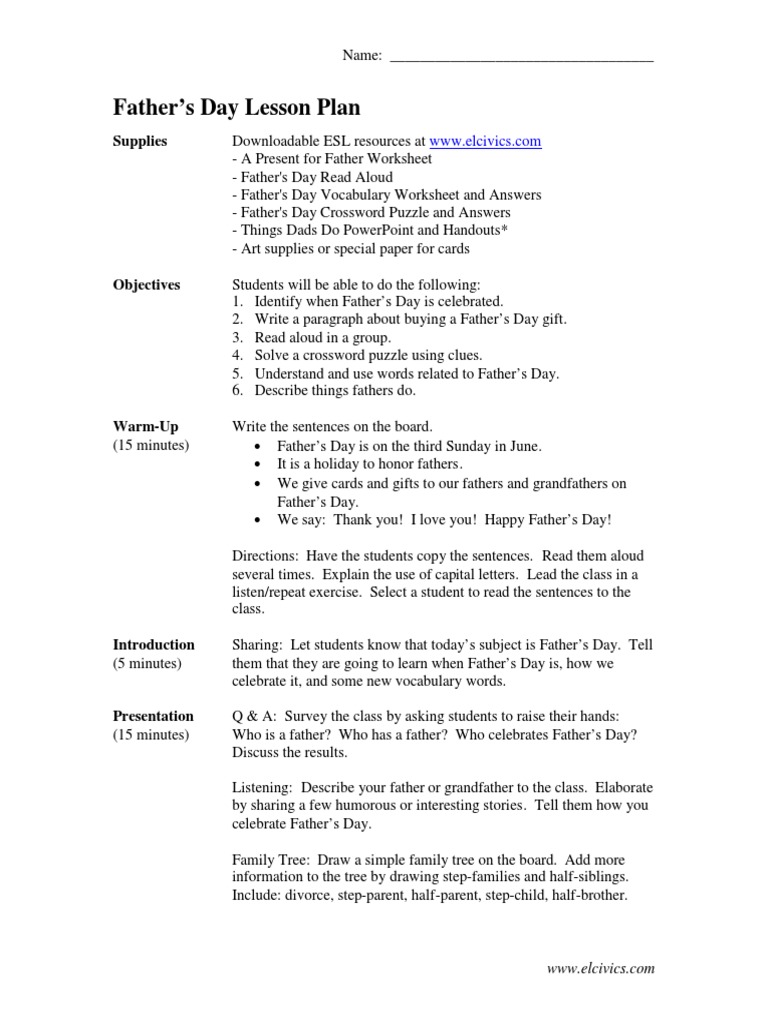 fathers-day-lesson-plan.pdf | Crossword | Vocabulary