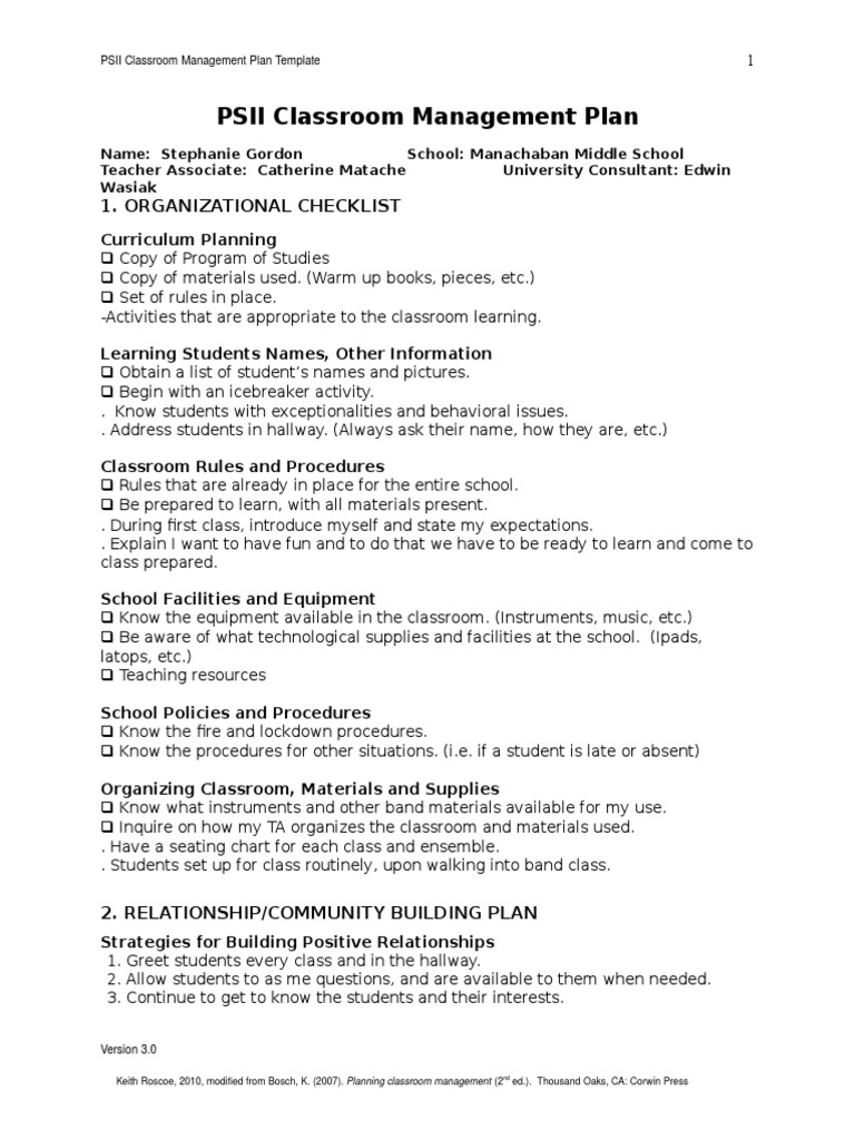 Classroom Management Plan | PDF | Classroom Management | Classroom