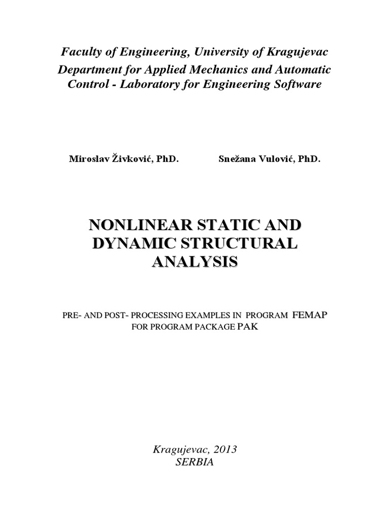 Nonlinear Analysis FEMAP | PDF | Structural Analysis | Microsoft Excel