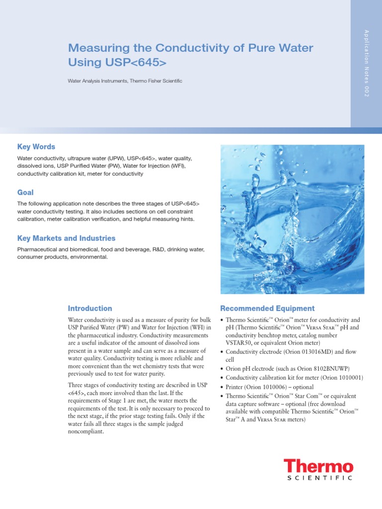 Measuring Conductivity in Pure Water | PDF | Calibration | Purified Water