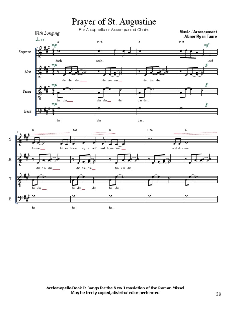 Prayer of St. Augustine - SATB A Cappella | PDF | Choir | Singing