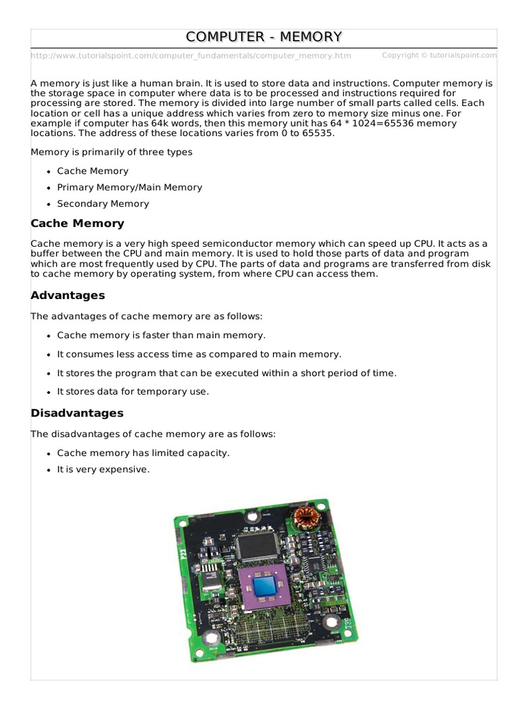 Computer Memory | Download Free PDF | Cache (Computing) | Computer Data Storage
