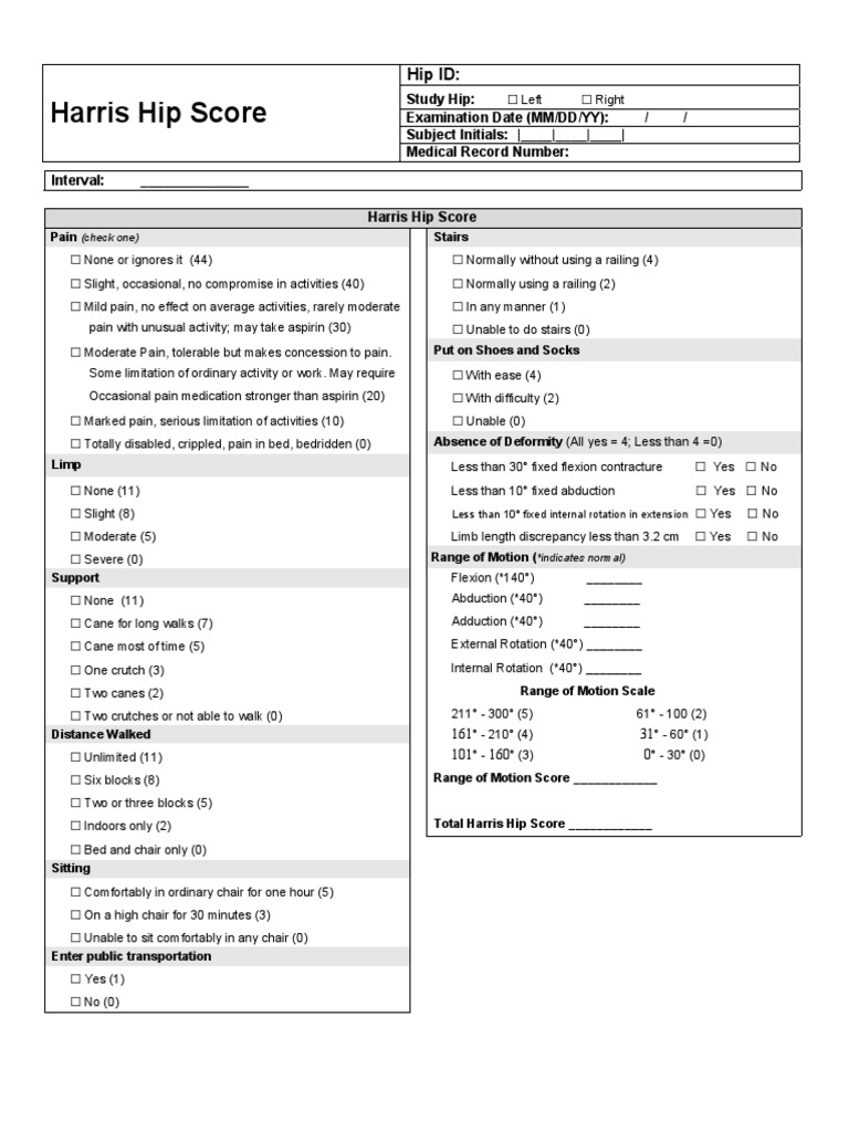 Harris Hip Score | PDF | Anatomical Terms Of Motion | Hip
