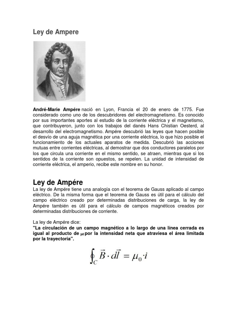 Ley de Ampere PDF | PDF | Corriente eléctrica | Electromagnetismo
