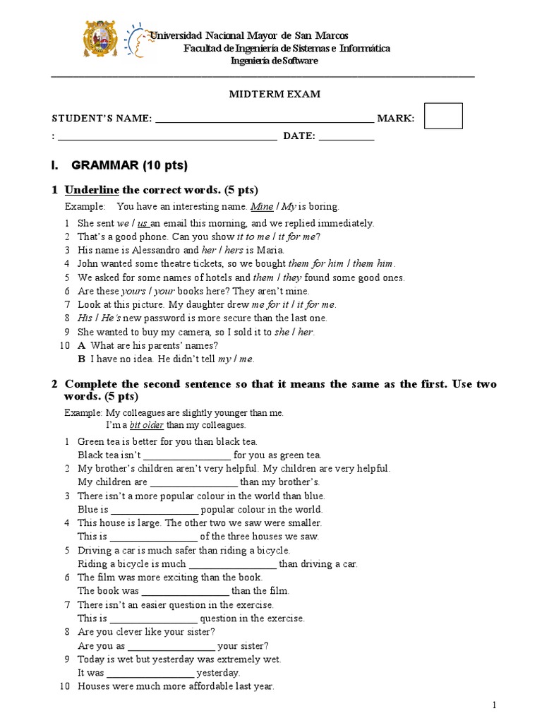 Intermediate 1 Mid | PDF
