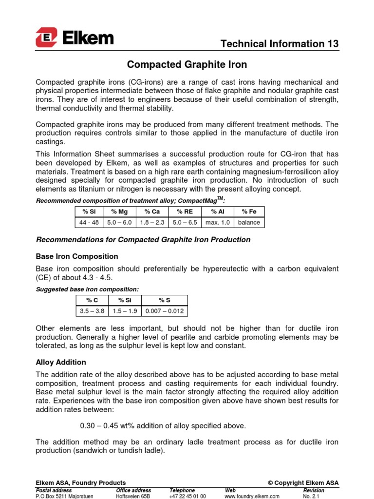 Compacted Graphite Iron | PDF | Iron | Alloy