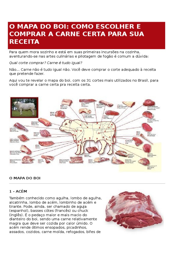 Mapa dos Cortes de Carne do Boi | PDF | Bife | Carne