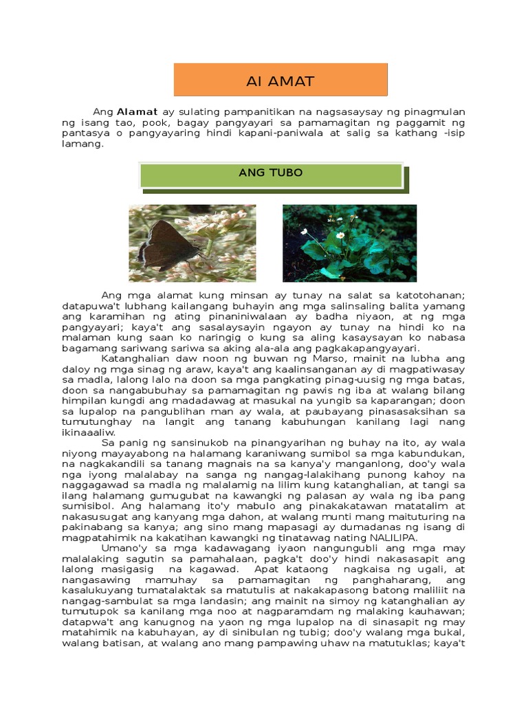 Alamat NG Tubo at Hitso | PDF