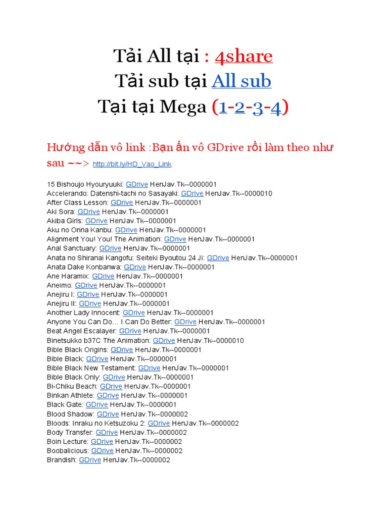 Tổng hợp những bộ Hentai Vietsub hay nhất PDF | PDF