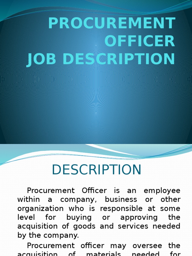 Procurement Officer Job Overview | PDF | Business
