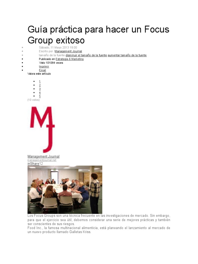 Guía Práctica Para Hacer Un Focus Group Exitoso | Grupo de enfoque ...