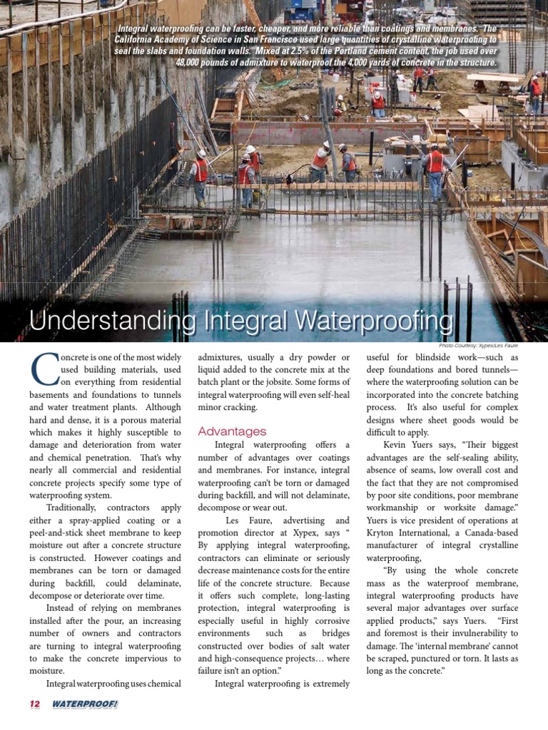 Understanding Integral Waterproofing | PDF | Concrete | Silicon Dioxide