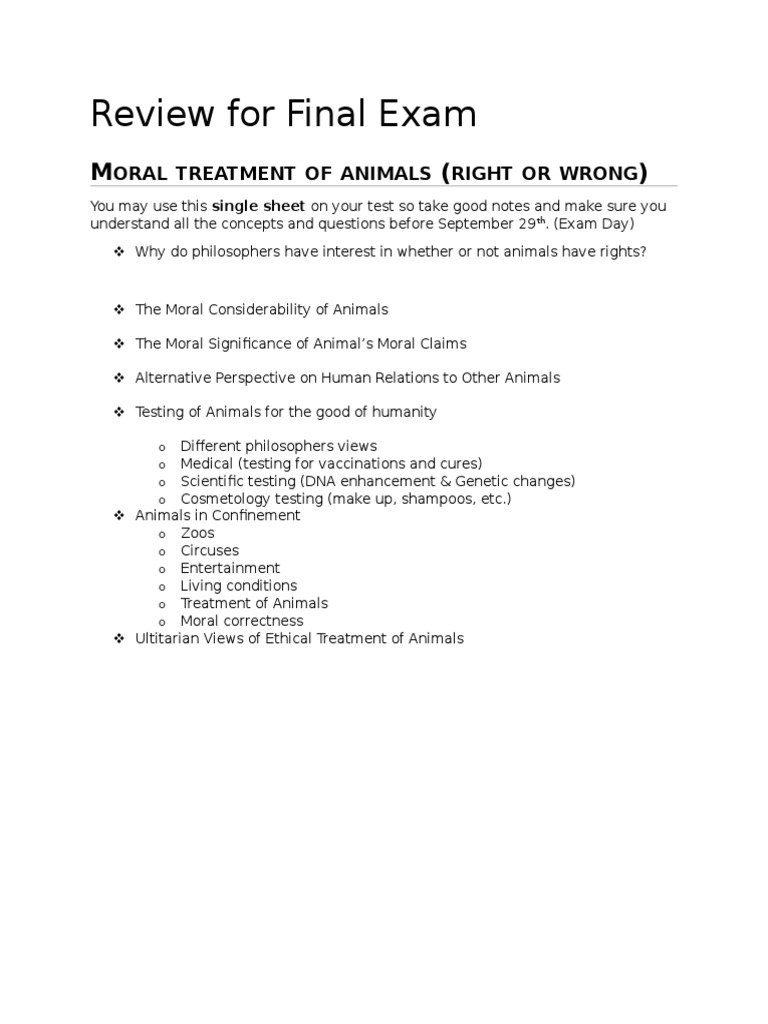 Review For Final Exam | PDF