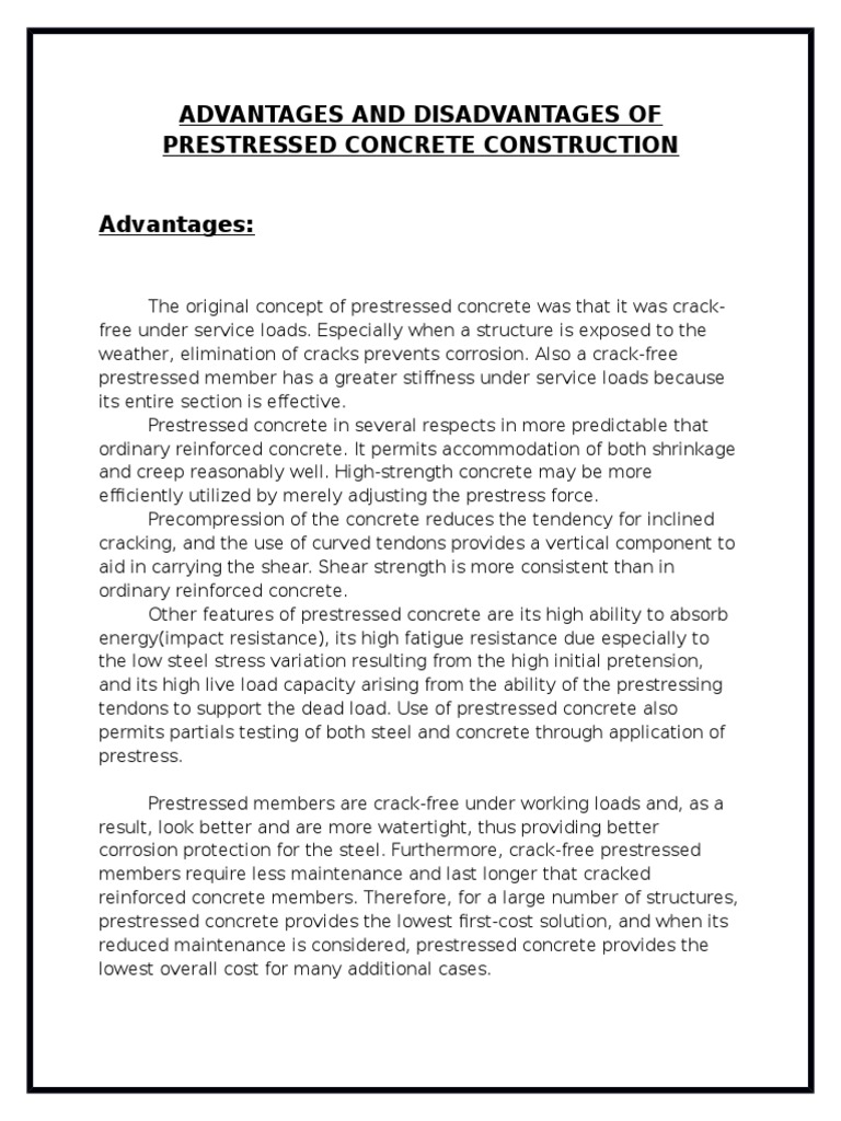 Advantages and Disadvantages of Prestressed Concrete Construction | PDF | Prestressed Concrete ...