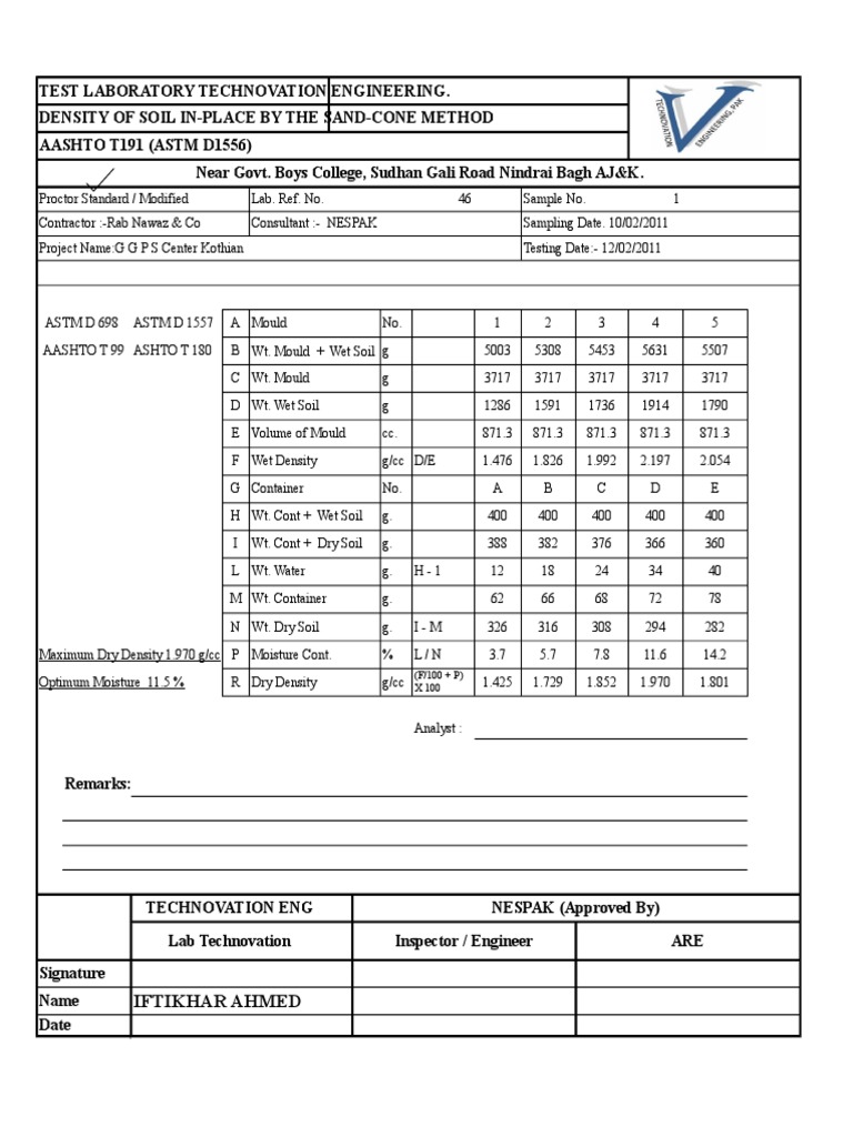 Sieve Analysis TestReport Fine Report Formate | PDF | Density | Soil